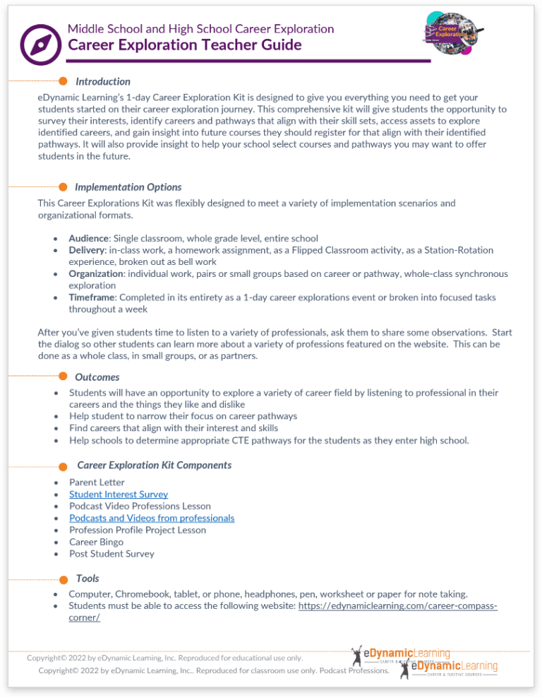 Download Career Exploration Kit - eDynamic Learning